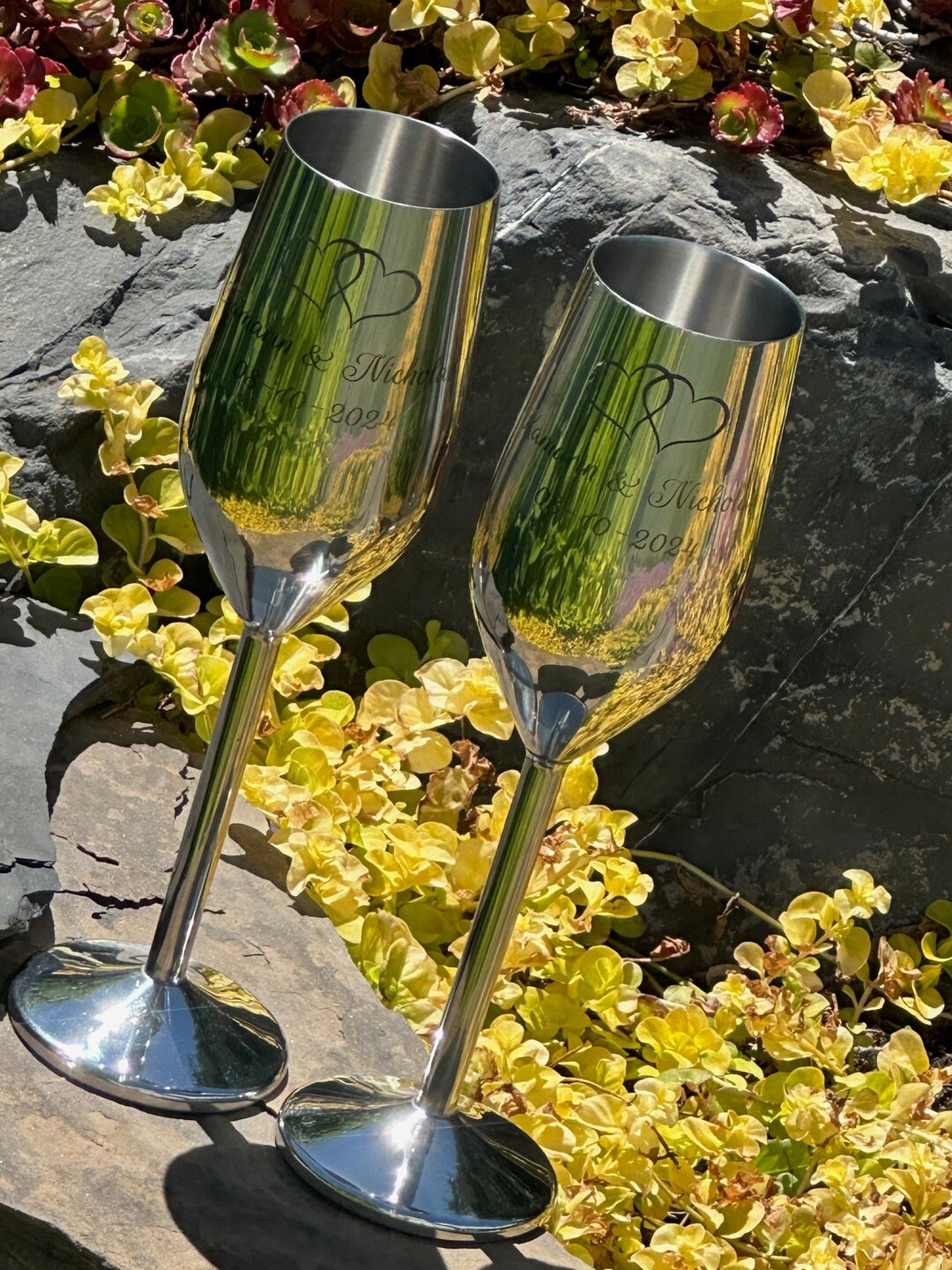 Personalized Stainless Steel Champagne Goblets - Stainless Steel ...