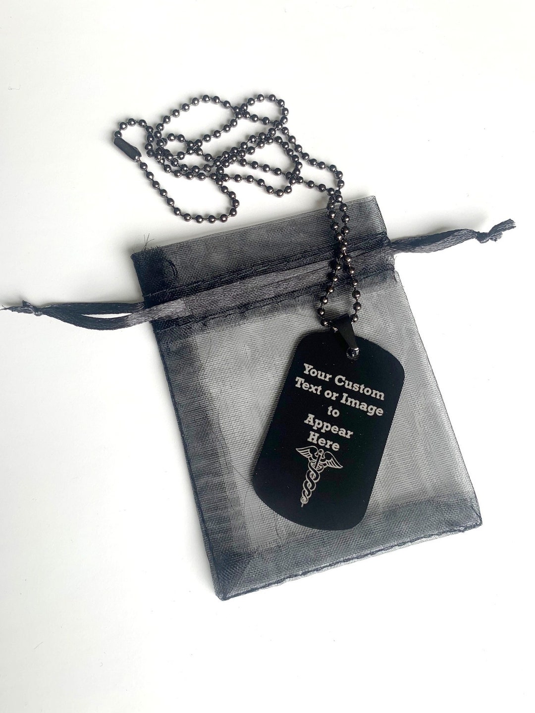 Custom Engraved Black Dog Tag Necklace: Military Style Pendant - Etsy