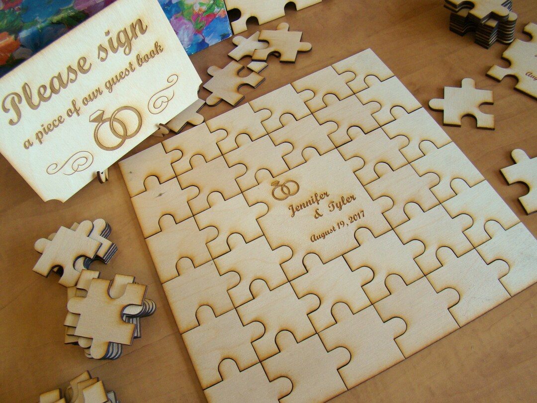 Custom Wood Puzzle Guest Book: Engraved Wedding Keepsake - Etsy