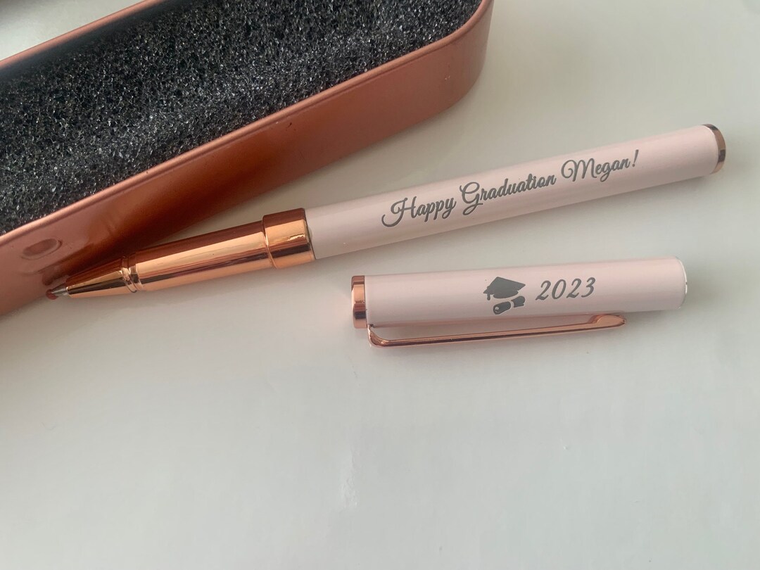 Custom Rose Gold Graduation Pen Set: Engraved Metal Box - Etsy