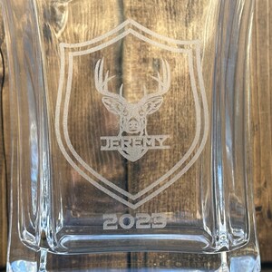 Personalized Deer Head Emblem Tequila Decanter Set, Custom Deer Head ...