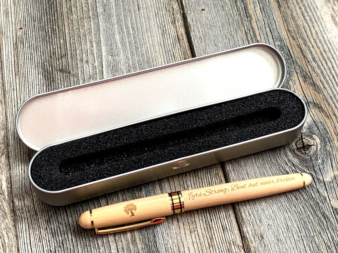 Engraved Willow Wood Tree Pen - Custom Willow Wood Pen With Storage ...