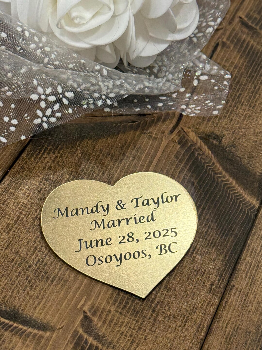Custom Gold Heart Wall Sign: Brushed Metallic Acrylic, Personalized ...