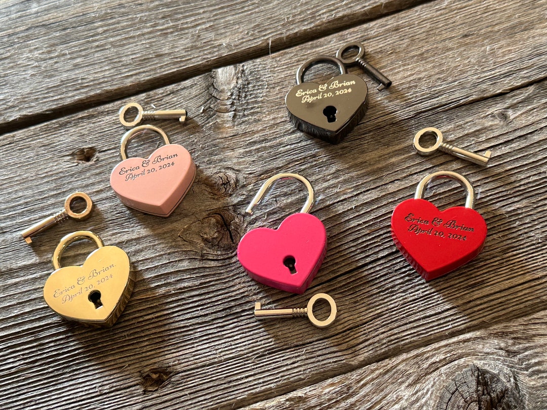 Engraved Heart Lock and Key: Personalized Stainless Steel Gift - Etsy