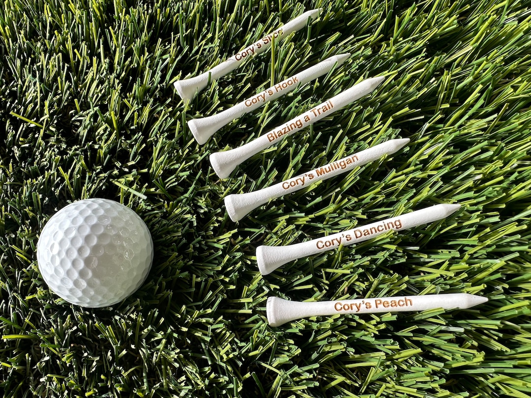 Laser Engraved Golf Tees: Personalized White Wood Golf Tee Set - Etsy ...