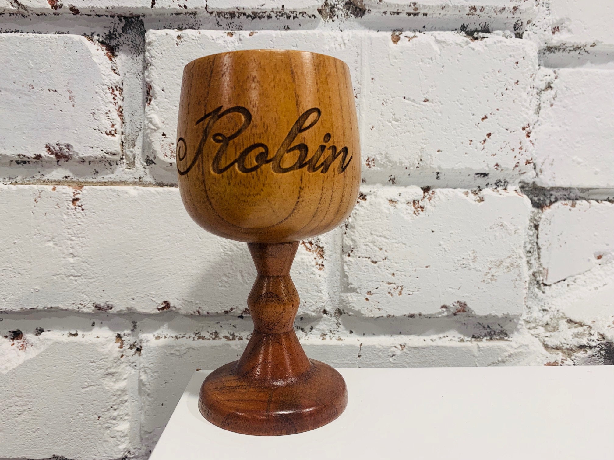 Personalized Goblet Custom Wood Goblet Engraved Wood Wine | Etsy