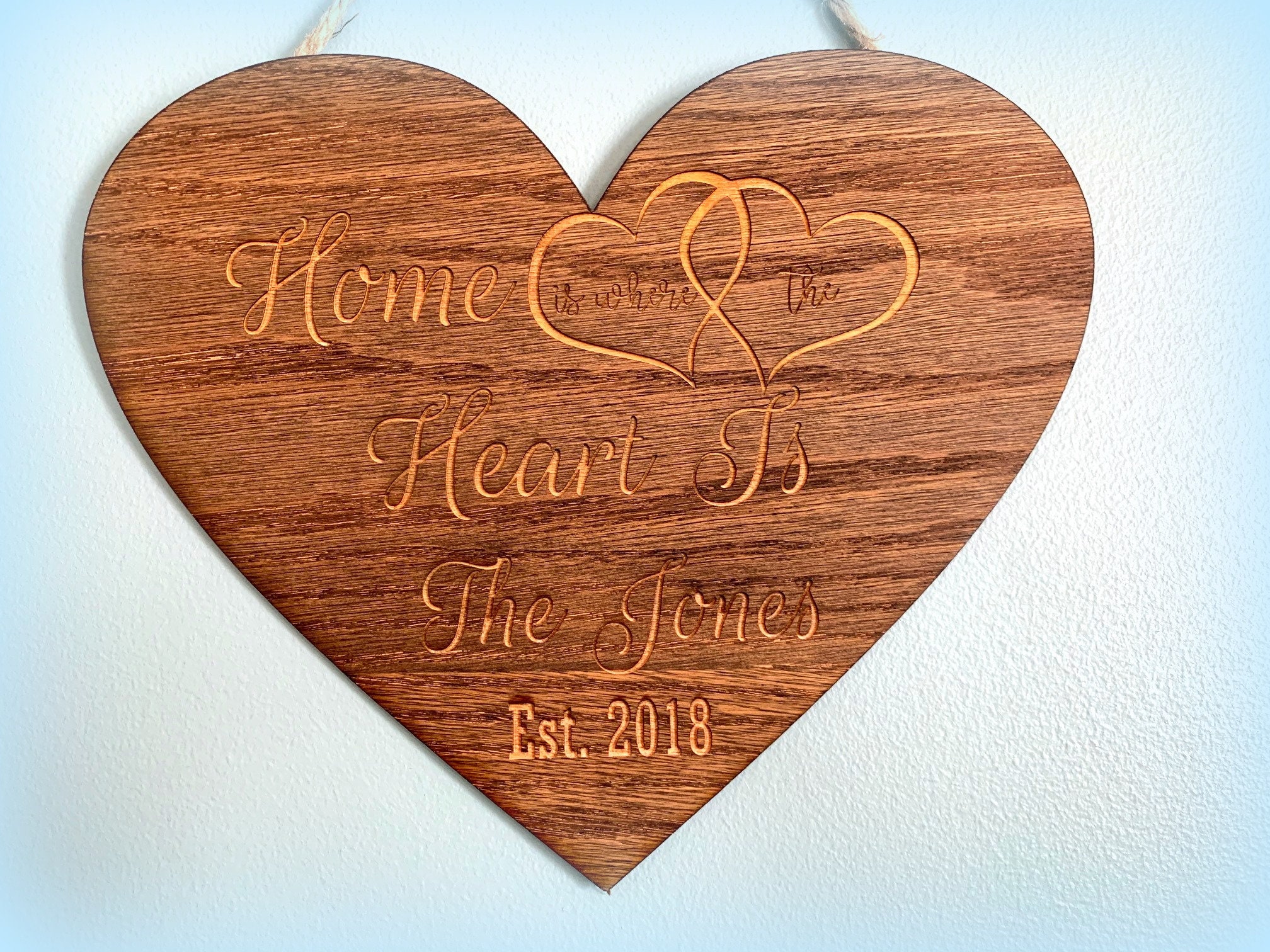Custom Dark Wood Rustic Heart Shaped Sign Personalized Heart | Etsy