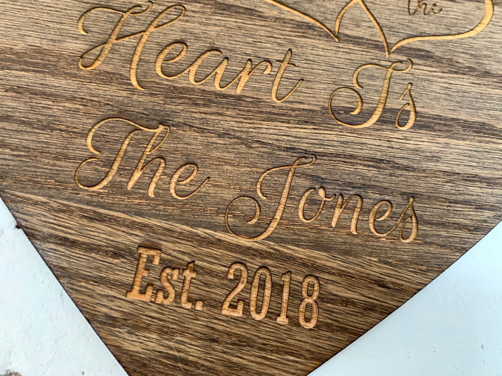 Custom Dark Wood Rustic Heart Shaped Sign Personalized Heart | Etsy