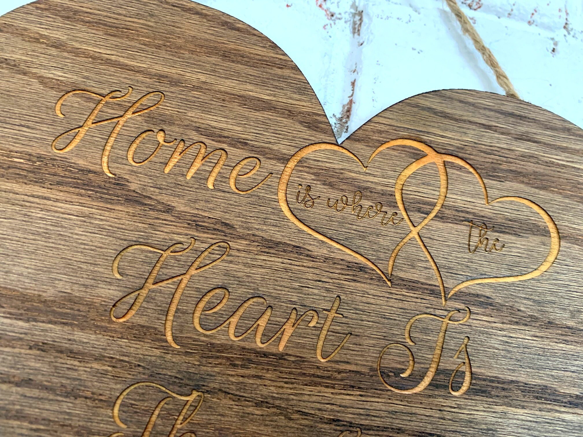 Custom Dark Wood Rustic Heart Shaped Sign Personalized Heart | Etsy