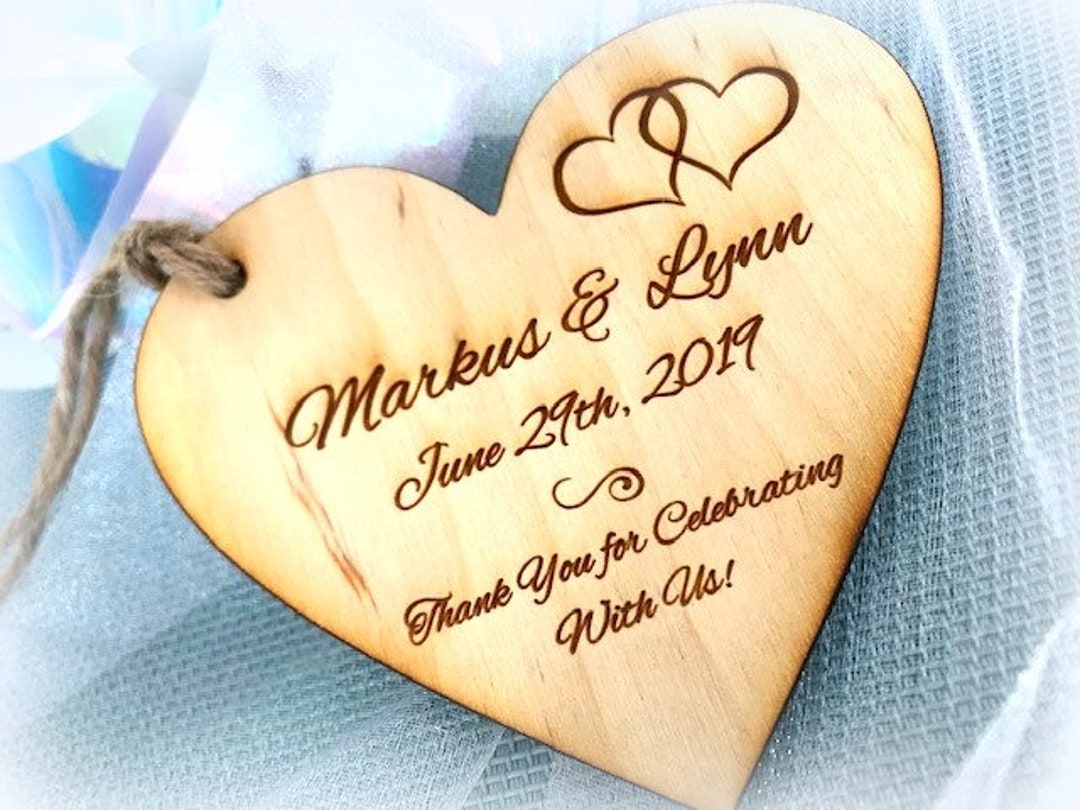 Custom Heart Shaped Wedding Favor - Personalized Wedding Favor - Heart ...