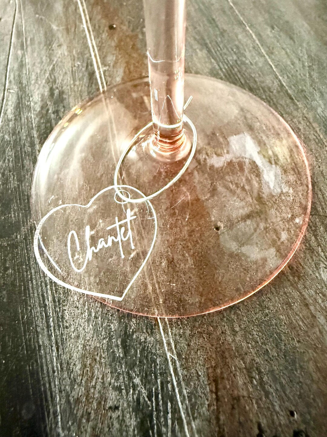 Custom Clear Acrylic Heart Wine Charm: Personalized Drink Markers, Set ...