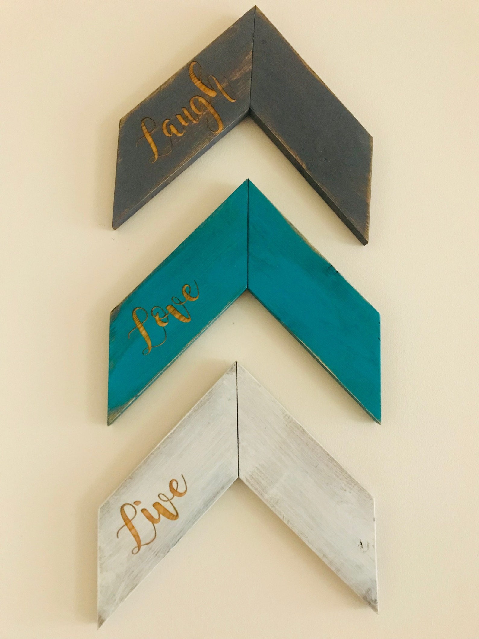 Custom Chevron Wood Arrow Wall Decor: Laser Engraved, Set of 3 - Etsy