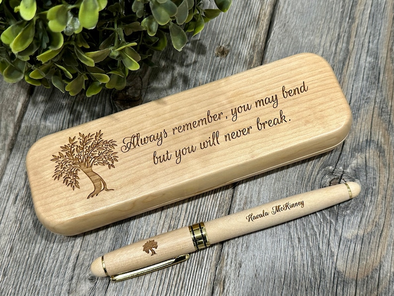 Engraved Willow Wood Pen and Box Set - Custom Tree Design - Etsy