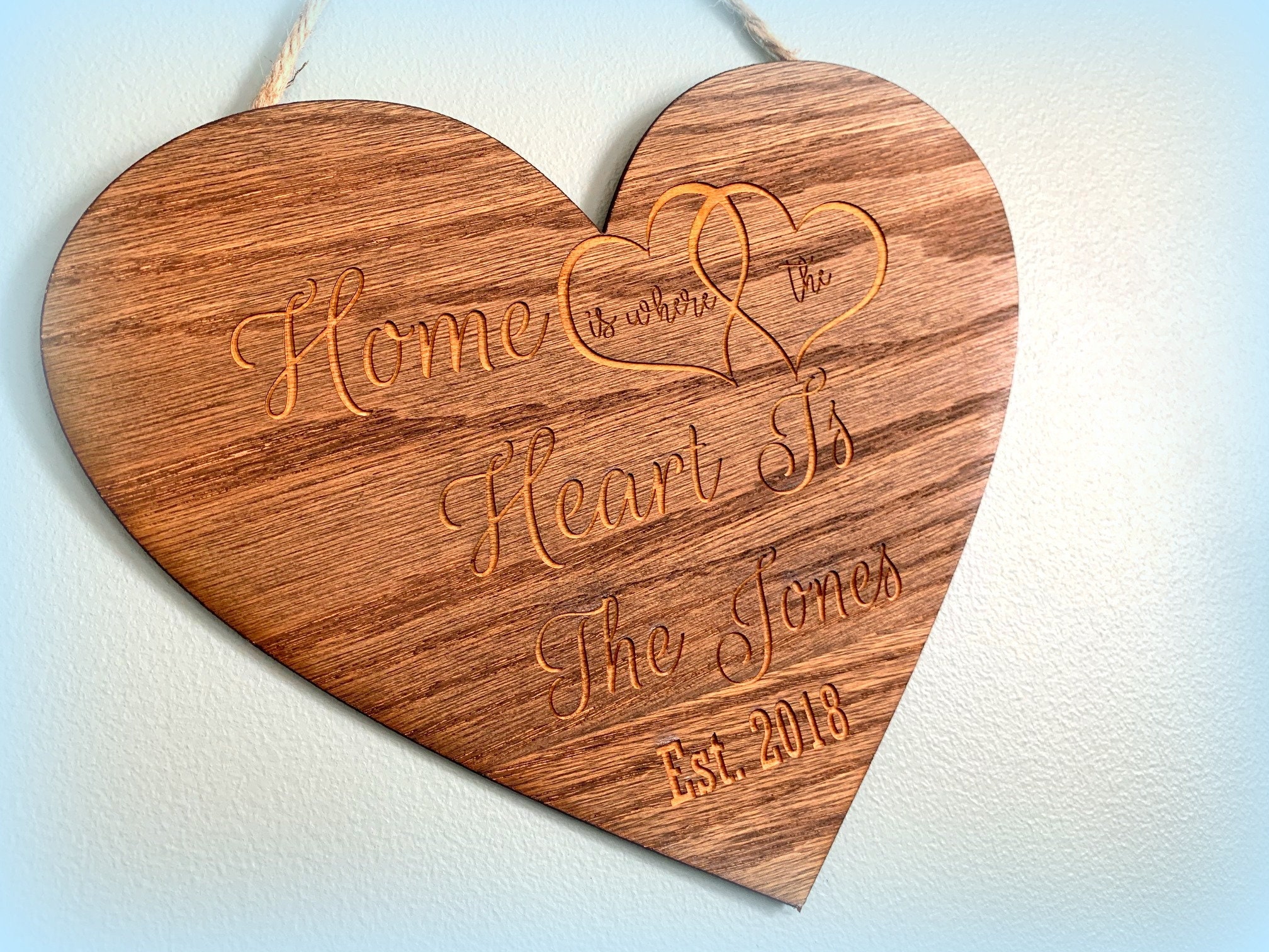 Custom Dark Wood Rustic Heart Shaped Sign Personalized Heart | Etsy