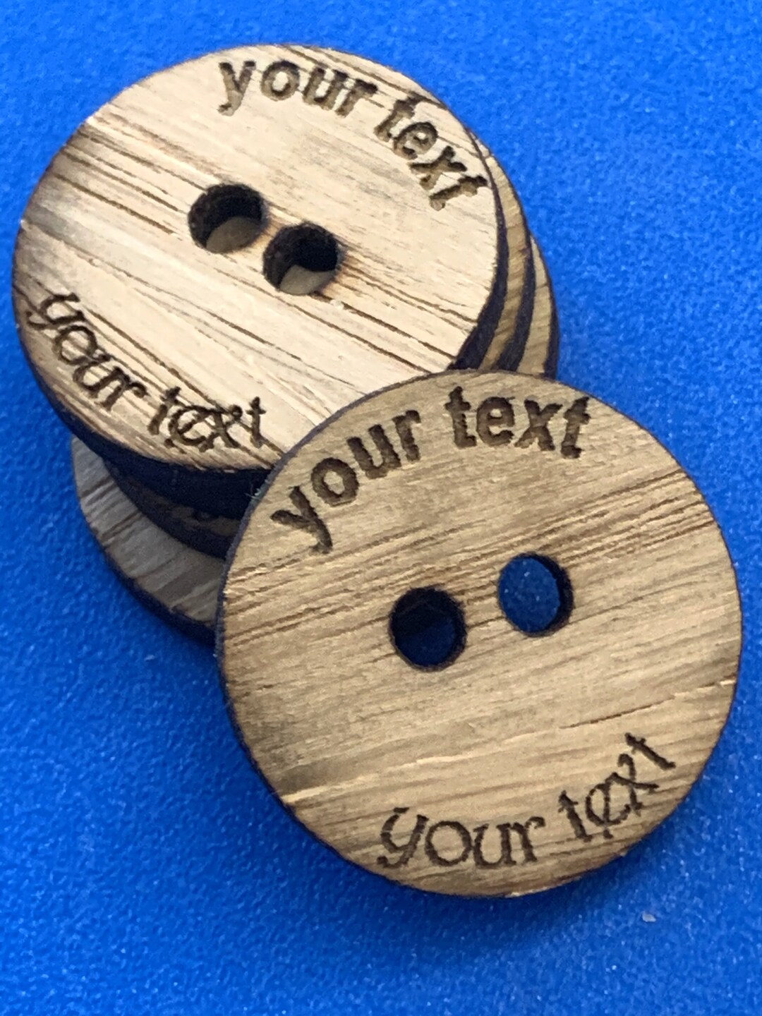 Custom Rustic Oak Button - Engraved Large Wood Buttons - Personalised ...