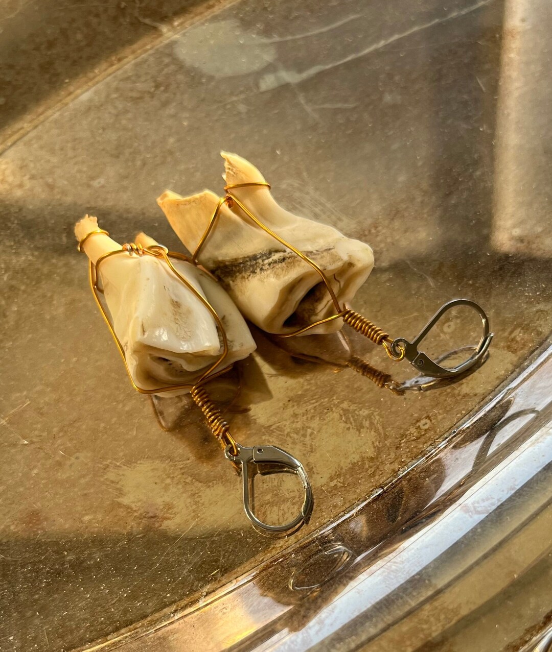 Genuine Cow Teeth Handmade Stainless Steel Earring Set - Etsy