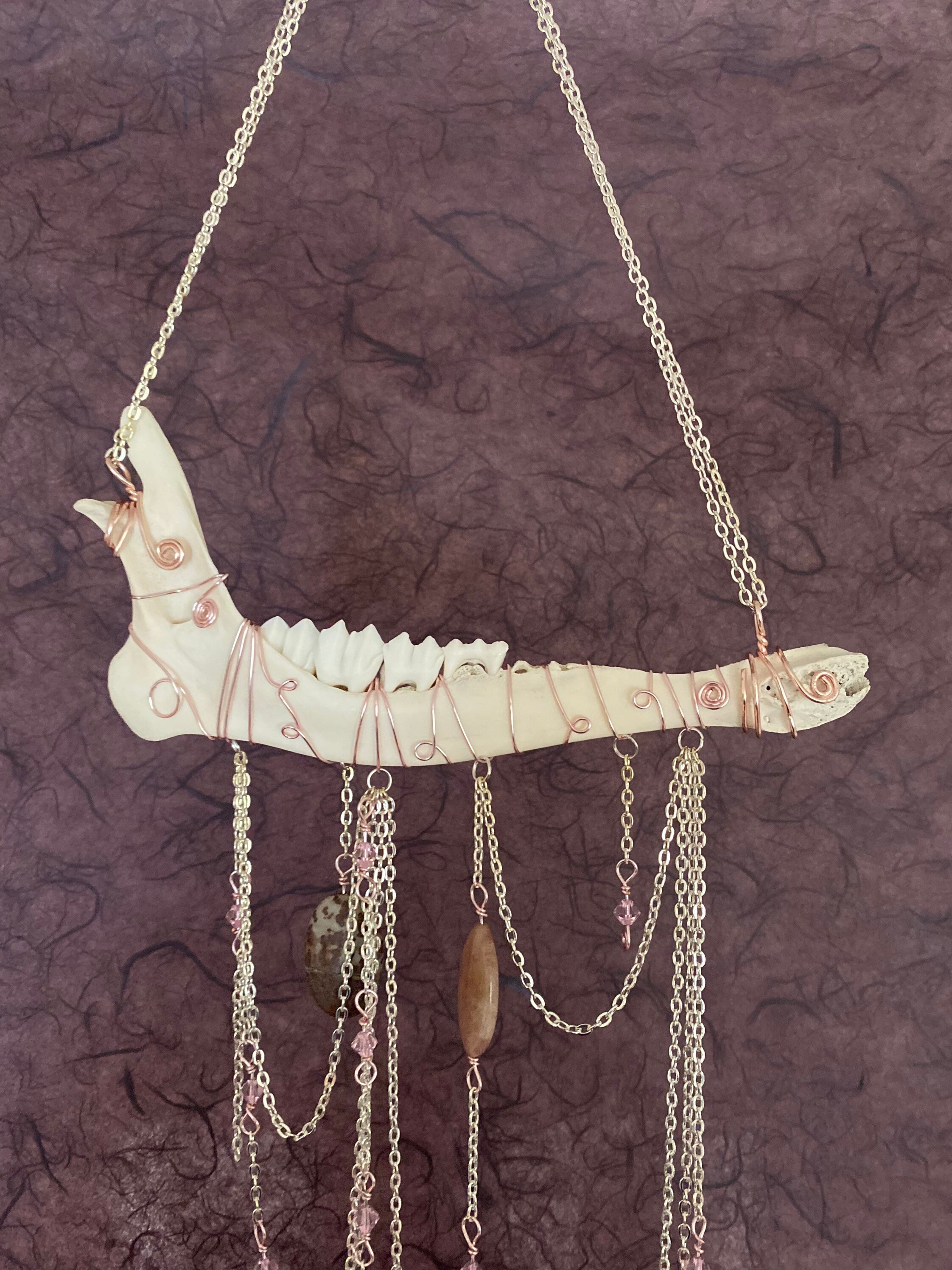 Bone Art, Wall Hanging, Beaded Window Hanging, Gothic Décor, Witchy ...