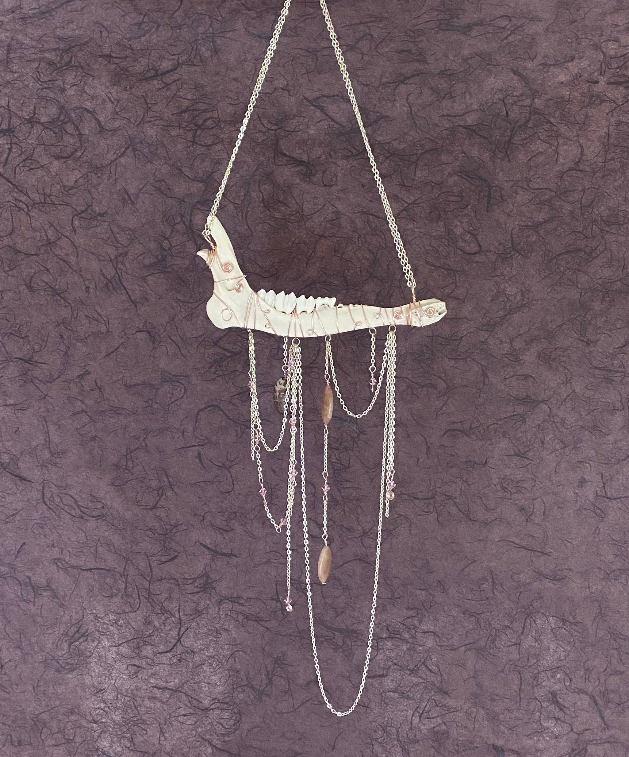 Bone Art, Wall Hanging, Beaded Window Hanging, Gothic Décor, Witchy ...