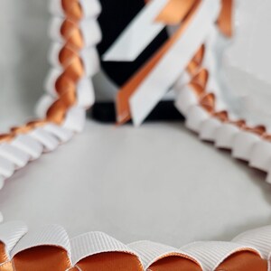 Burnt Orange & White Graduation Ribbon Lei | Thick, High-quality Ribbon ...