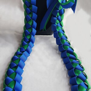Royal Blue & Emerald Green Graduation Ribbon Lei | Thick, High-quality ...