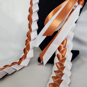 Burnt Orange & White Graduation Ribbon Lei | Thick, High-quality Ribbon ...