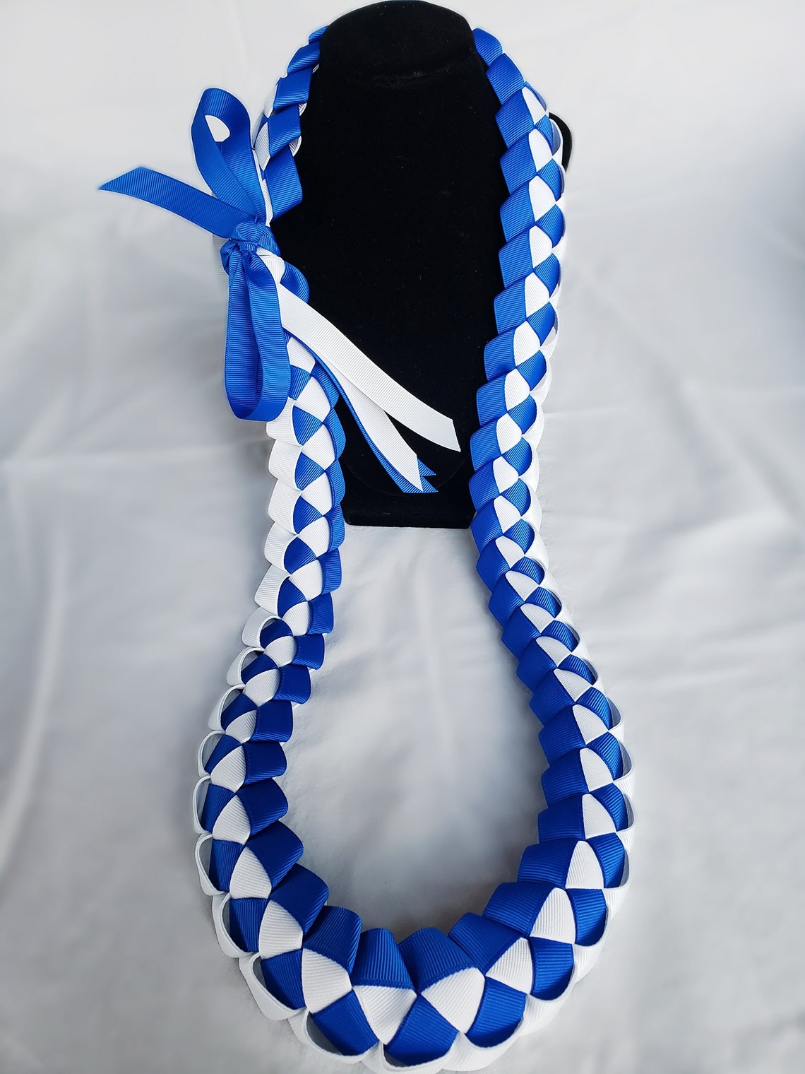 Royal Blue & White Graduation Ribbon Lei | Thick, High-quality Ribbon ...