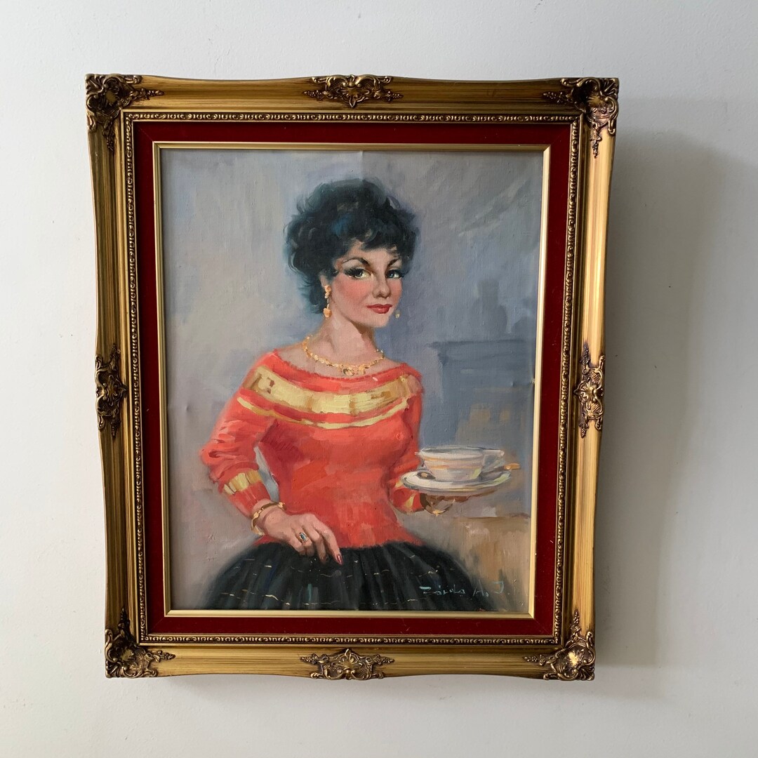 Original Portrait Oil Painting Retro Woman - Etsy