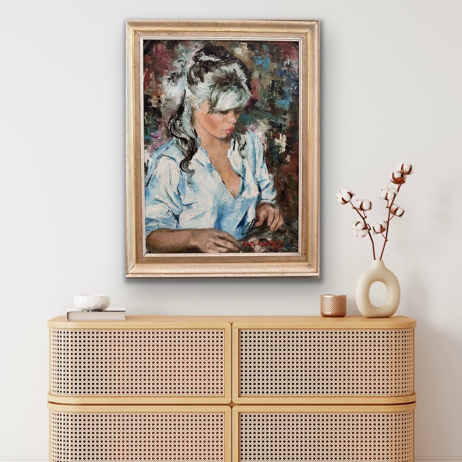 Original Painting Woman Oil Betty Raphael - Etsy