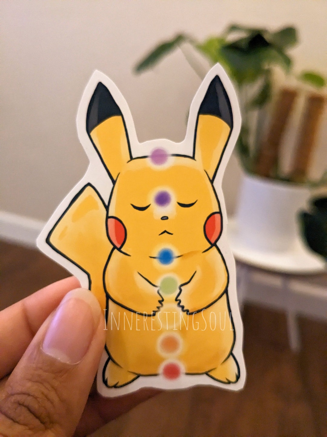 Meditative Pikachu - Seven Chakras Sticker - Etsy