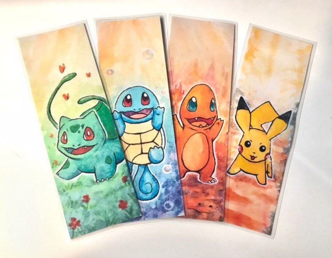 Pokémon Kanto Starters Laminated Bookmarks - Bulbasaur Squirtle ...