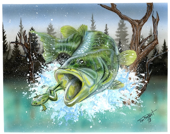 Largemouth Bass Eating Frog