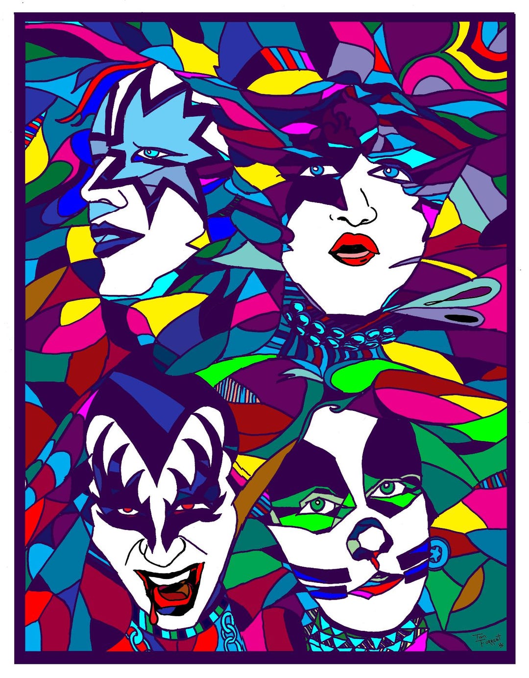 Fine Art Posters, Rock Band KISS Art Print, Colorful Abstract Music ...