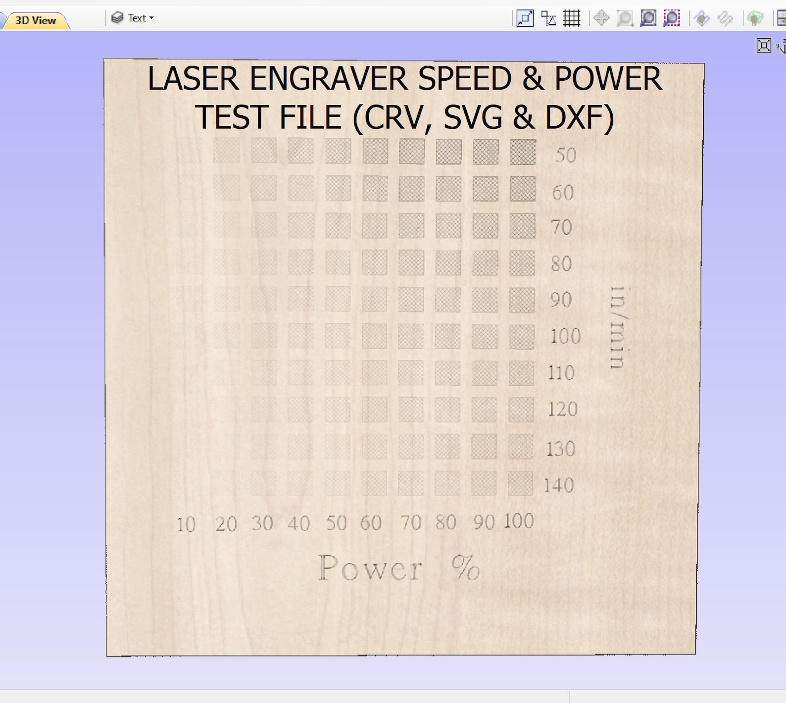 Vcarve Pro Laser Power & Speed Test File, Laser Test File, Laser ...