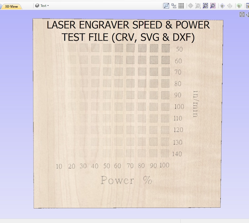 Vcarve Pro Laser Power & Speed Test File, Laser Test File, Laser ...