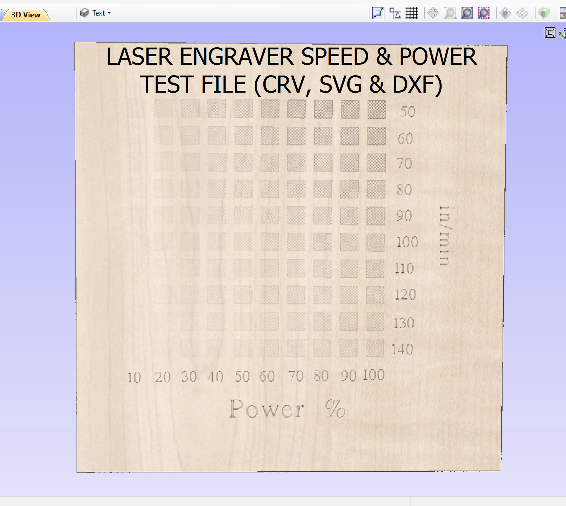 Vcarve Pro Laser Power & Speed Test File, Laser Test File, Laser ...