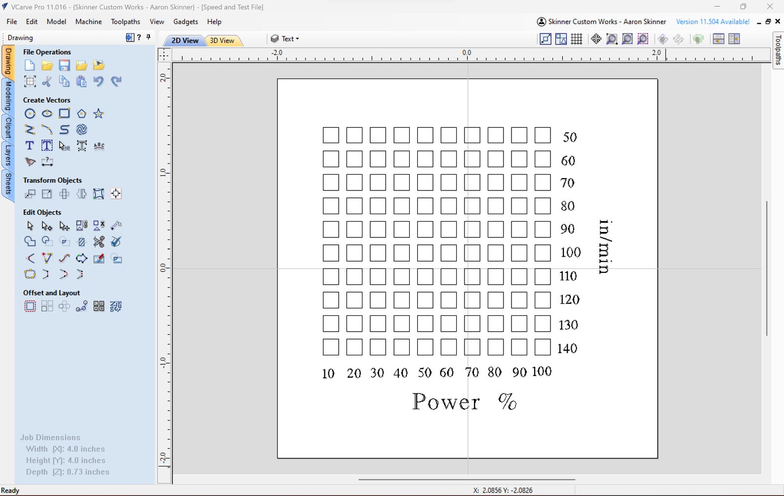 Vcarve Pro Laser Power & Speed Test File, Laser Test File, Laser ...