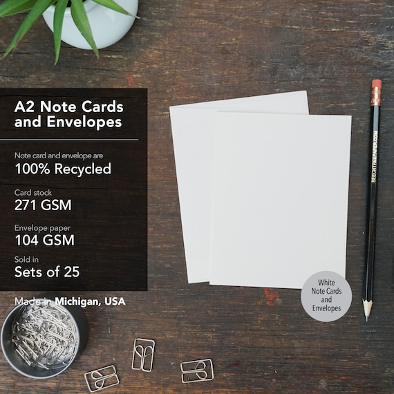 White Blank Note Cards With Envelope / Size A2 / Blank Card | Etsy