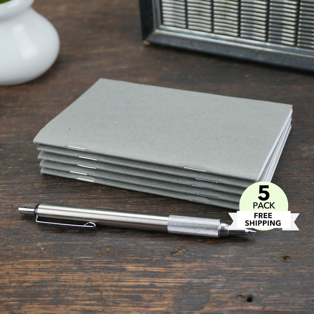 Gray Notebooks / Set of 5 / 3.5 X 5.5 / Notebooks / Blank Pages / Kraft ...