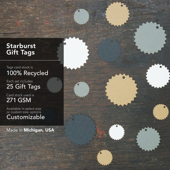Starburst / Gift Tag / Custom Sizes / Multiple Sizes Available | Etsy