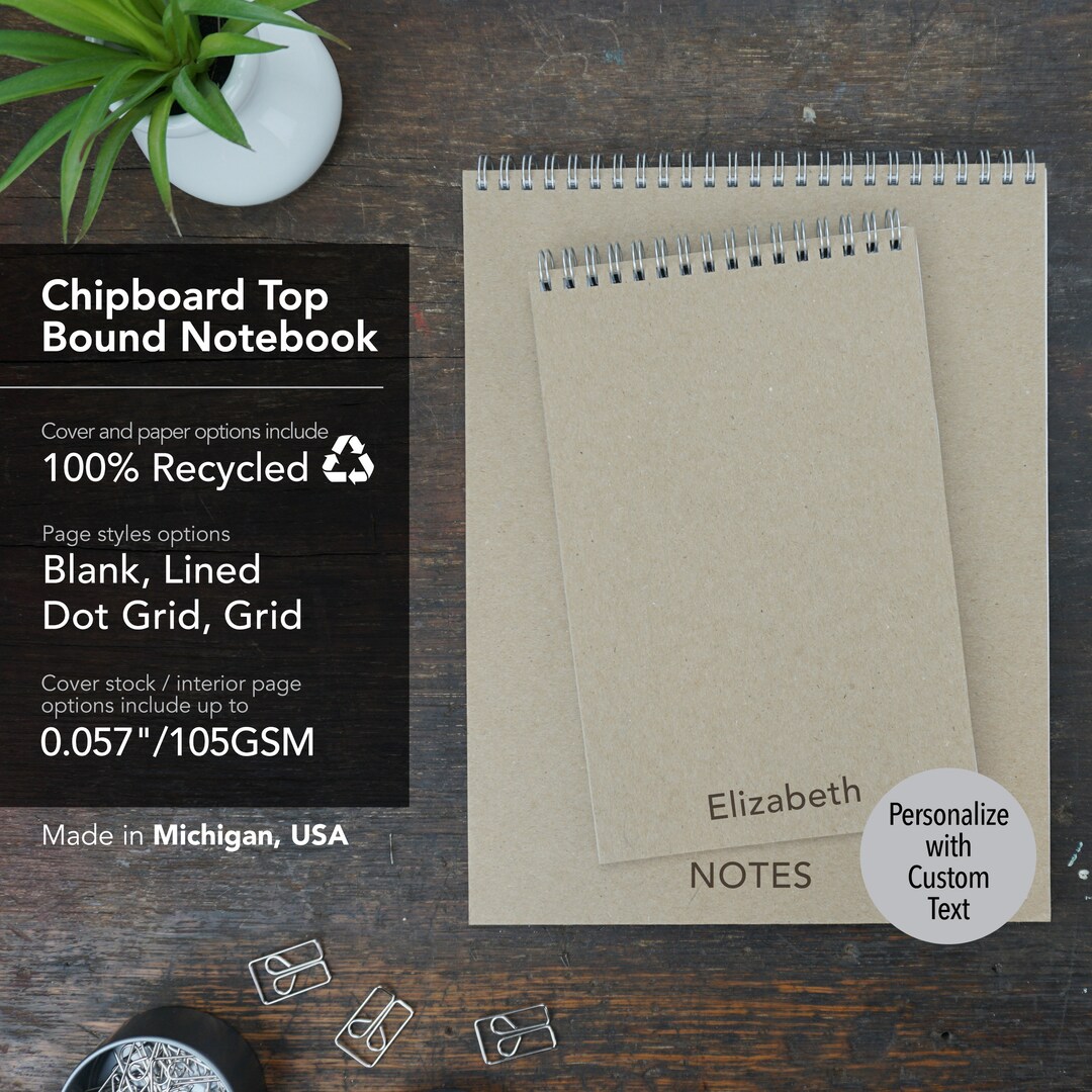 Personalized Notebook / Top or Side Bound / Custom Notebook / Recycled ...