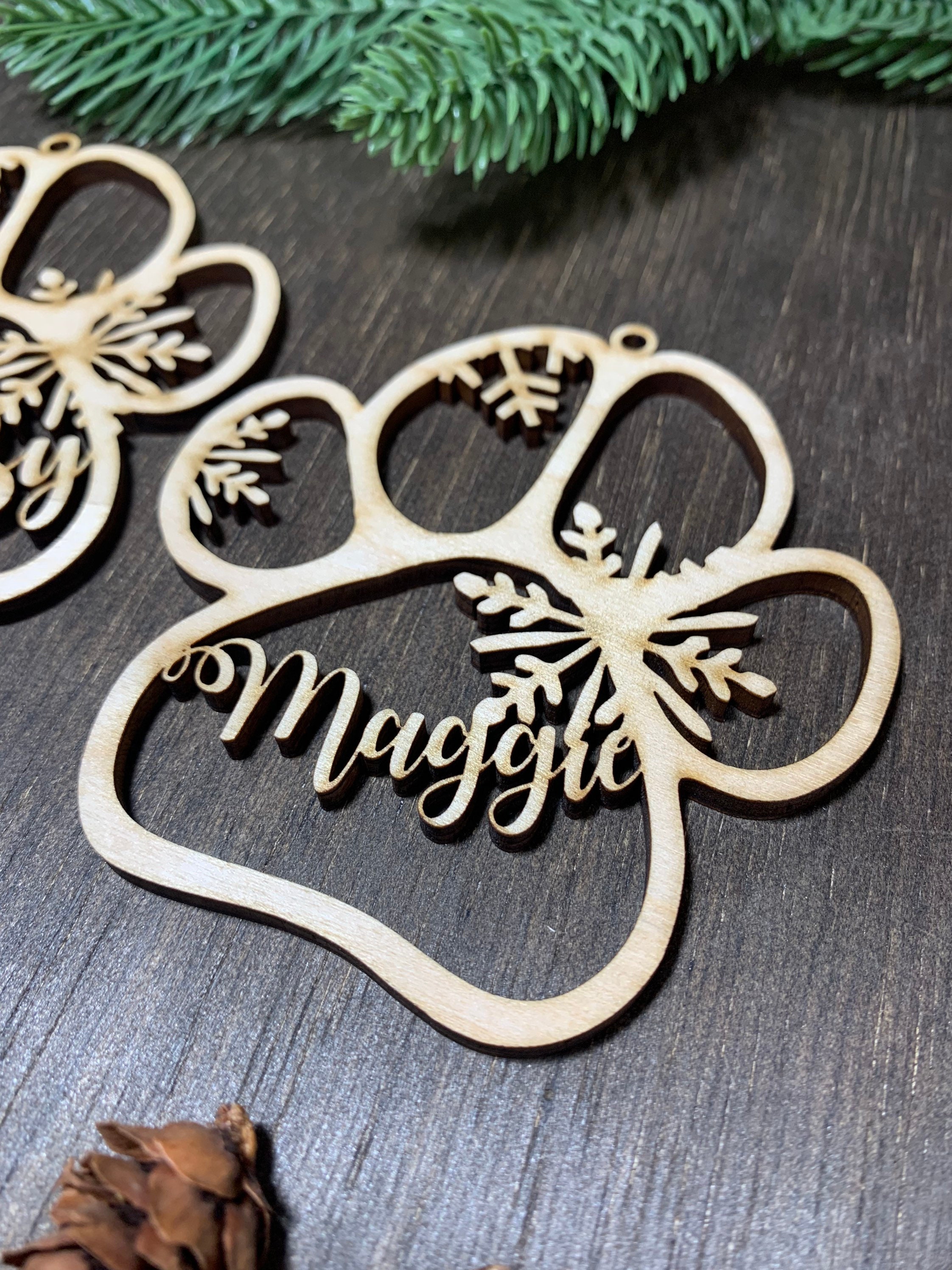 Dog Paw Laser Cut Christmas Tree Ornament Personalized Pet - Etsy
