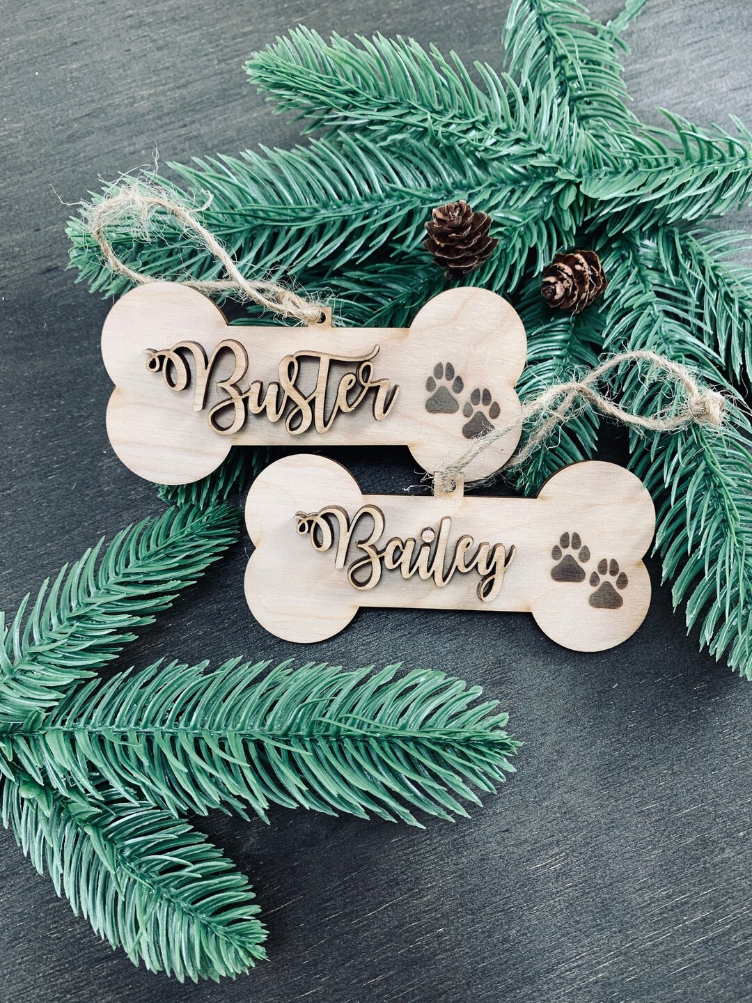 Dog Bone Laser Cut Christmas Tree Ornament, Personalized Pet Ornament ...