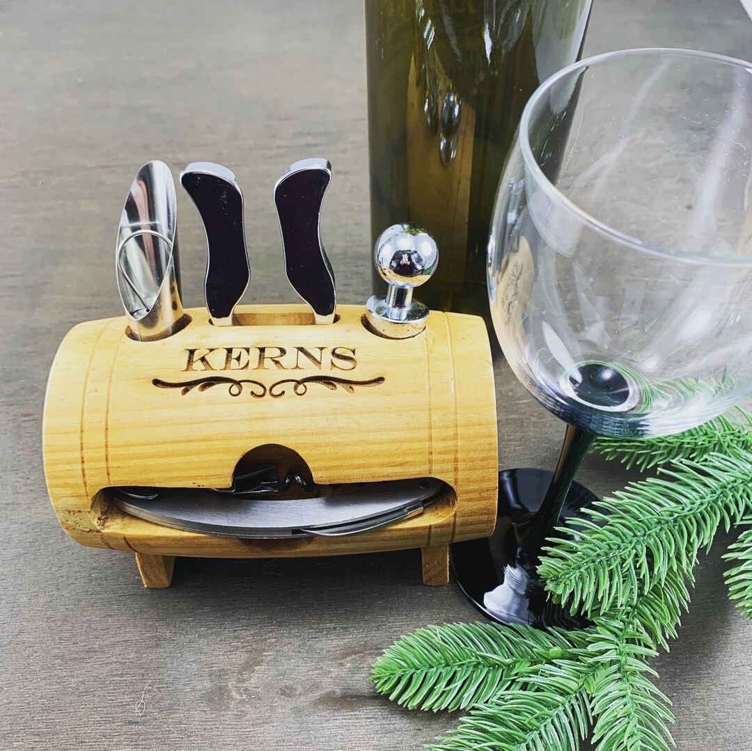 Personalized Wine Barrel Tool Set, Custom Wine Accessory Set, Barware ...