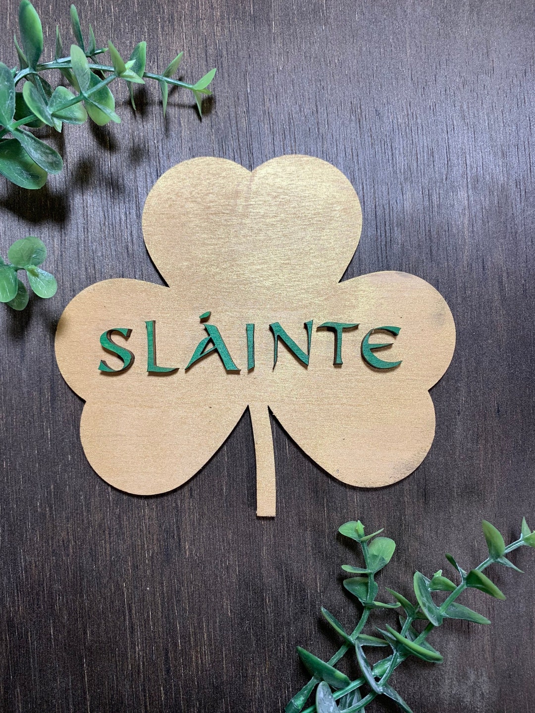Wooden Shamrock Slainte Sign, Birch Wood Laser Cut, Slainte, St ...