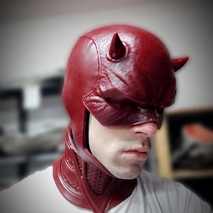 Red Devil Cowl Mask With Neck or Withouth, Cosplay Leather Texture ...