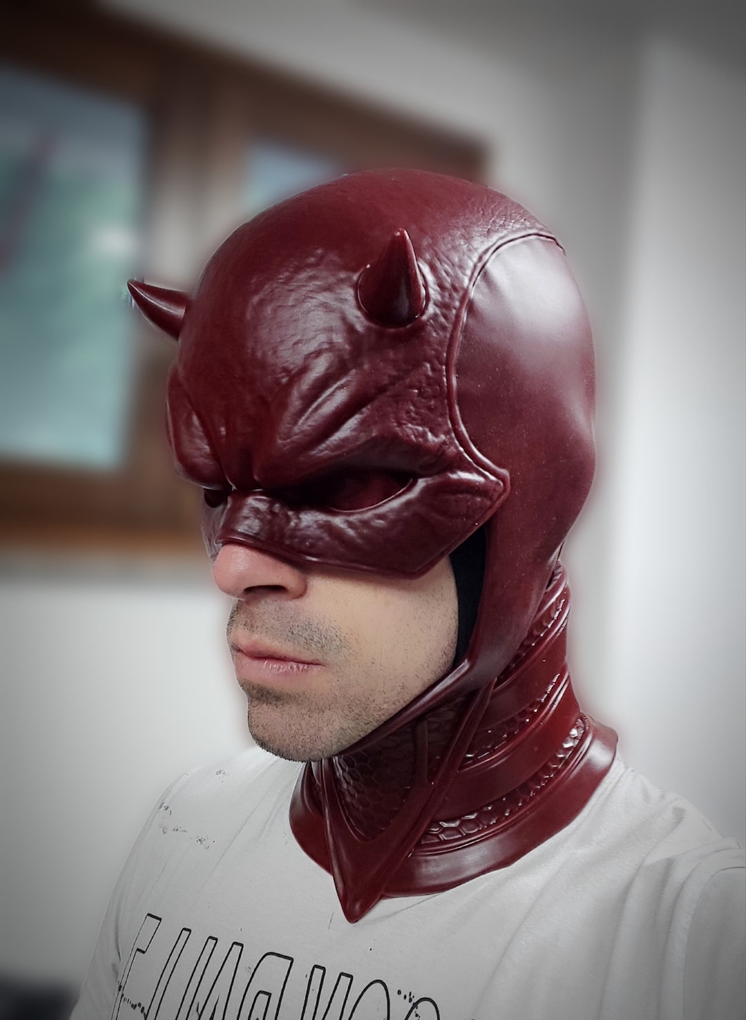 Red Devil Cowl Mask With Neck or Withouth, Cosplay Leather Texture ...