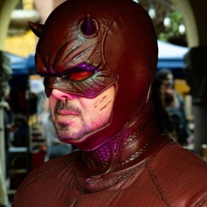Red Devil Cowl Mask With Neck or Withouth, Cosplay Leather Texture ...