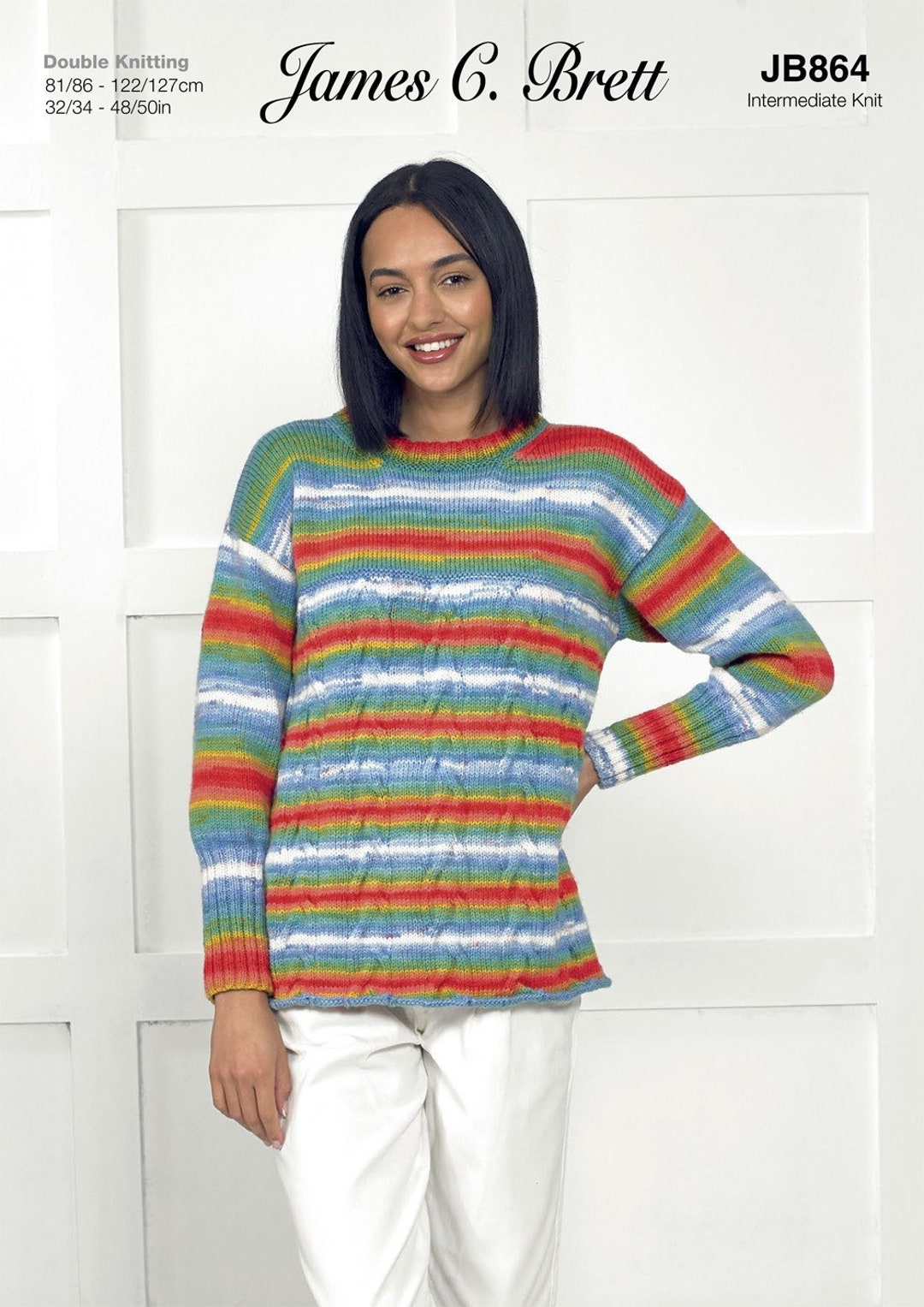 Womens Striped Sweater Knitting Pattern in James C Brett Aurora DK ...