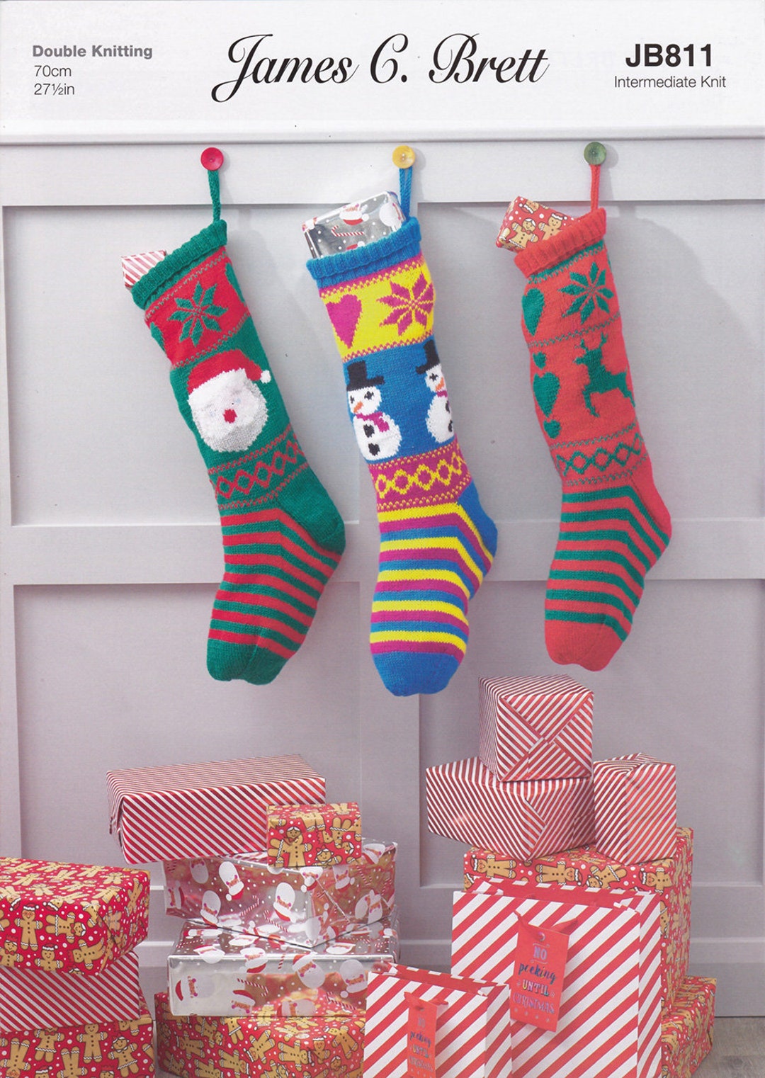 Christmas Santa, Snowman and Reindeer Stockings Knitting Pattern. James ...
