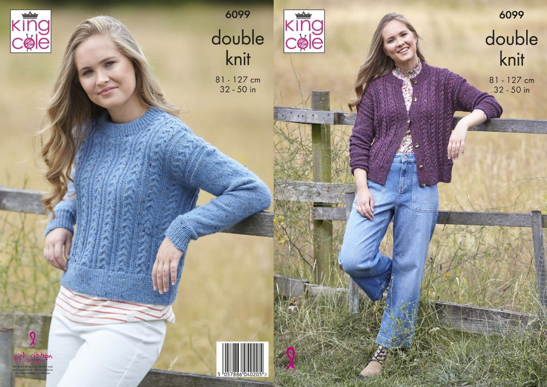 Ladies Sweater and Cardigan Knitting Pattern in DK, King Cole 6099 , Cable Knit - Etsy